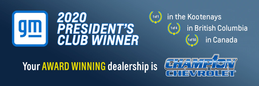 President's Club Winner - Champion Chevrolet Buick GMC Ltd.